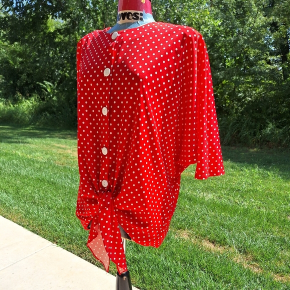 Vintage | Tops | Vintage 6s Edith Martin California Red White Polka Dot ...